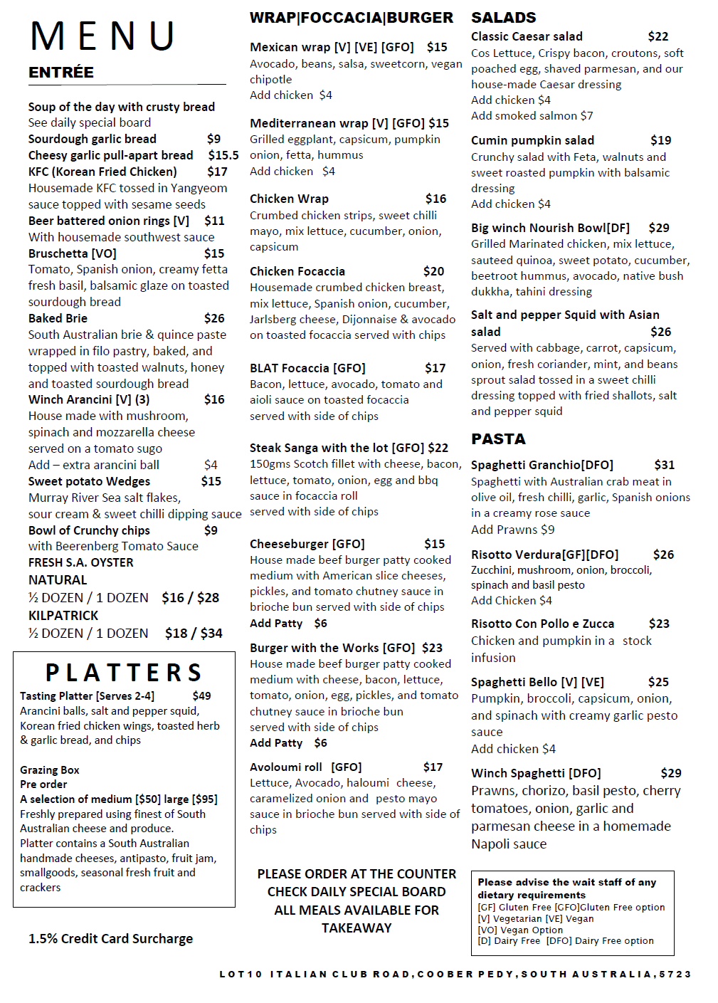 CAFE MENU - Big Winch 360